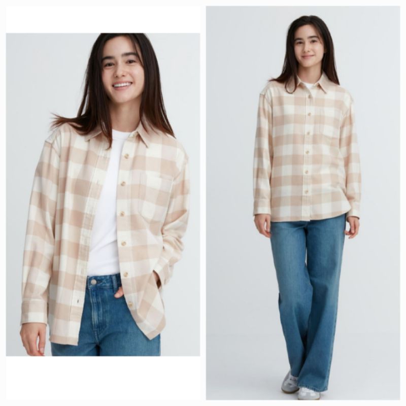 Jual UNIQLO WANITA KEMEJA FLANNEL OFF WHITE BARU ASLI ORIGINAL | Shopee ...