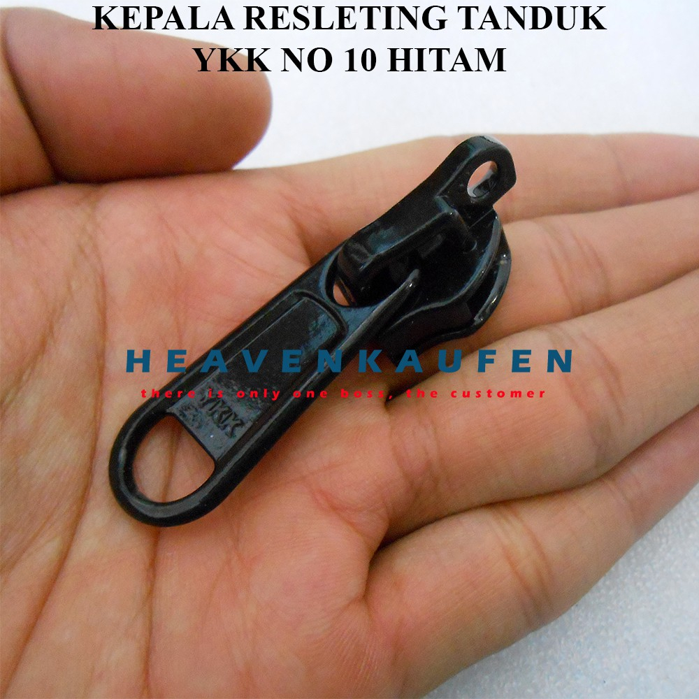 Jual Kepala Resleting YKK coil no 10 tanduk lubang gembok hitam zipper ...