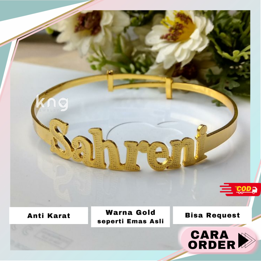 Jual PREMIUM - Gelang Nama Hits Perhiasan Custom Nama TITANIUM LAPIS ...