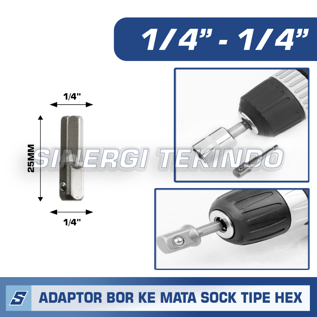 Jual Adaptor Bor Ke Mata Sock As 1/4 Ke 1/4 X 25mm Adaptor Mata Kunci ...