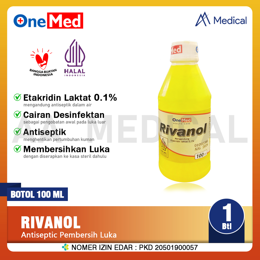 Jual ONEMED Rivanol Cairan Antiseptic Pembersih Luka 100 ml | Shopee ...