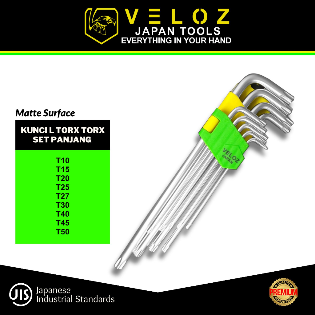 Jual VELOZ Kunci L Set Bintang 9pcs (Panjang) / Kunci L Set TORX - TORX ...