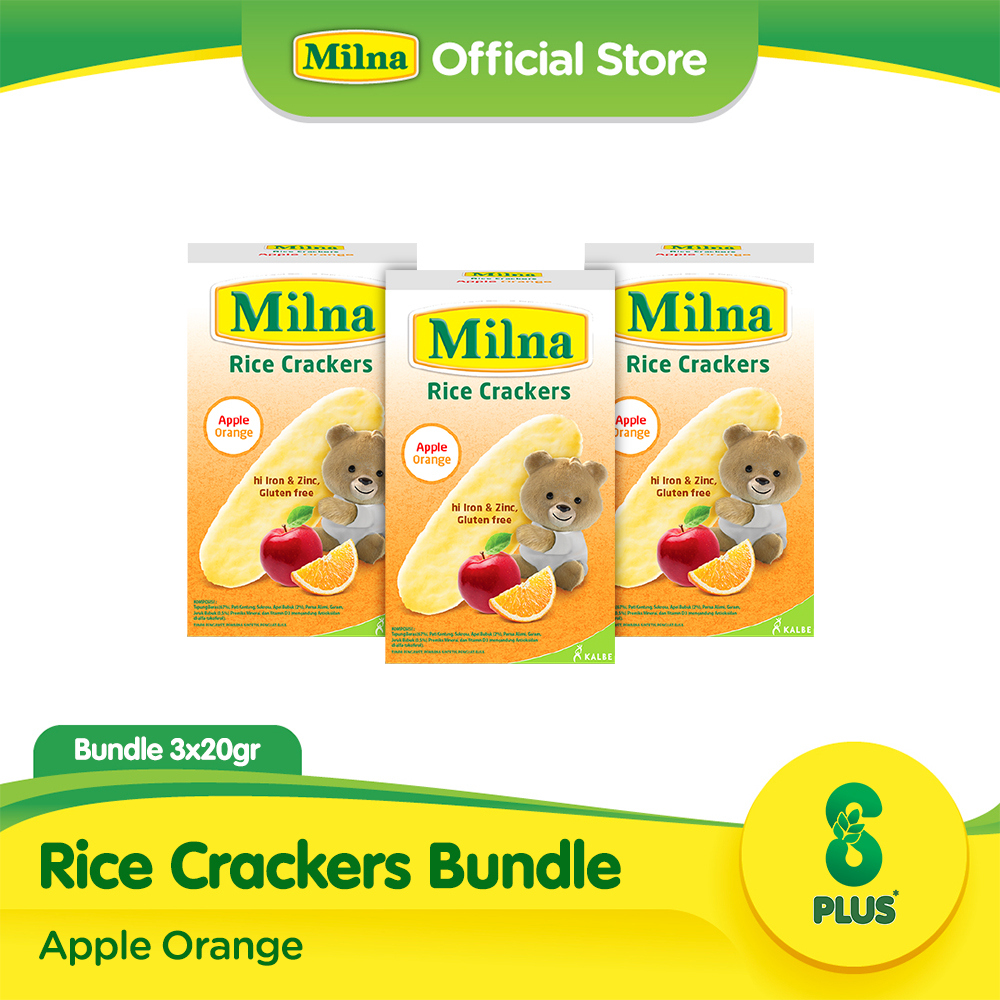 Jual Bundle 3 Milna Rice Crackers Apple Orange/Banana Berries/Sweet ...