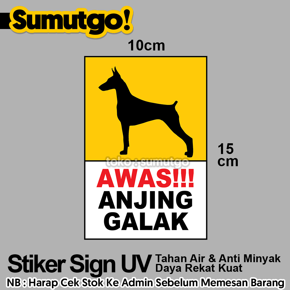 Jual Stiker Awas Anjing Galak Beware of Dog uk 10 x 15 cm / Sticker UV ...