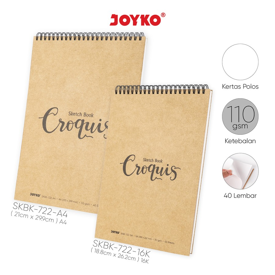 Jual Joyko Buku Sketsa / Sketch Book Gambar SKBK-722-16K ~ SKBK-722-A4 | Shopee Indonesia