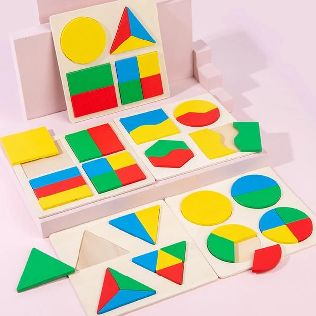 Jual Rainbow Geometric Jigsaw Puzzle Mainan Montessori Edukasi Mengenal ...