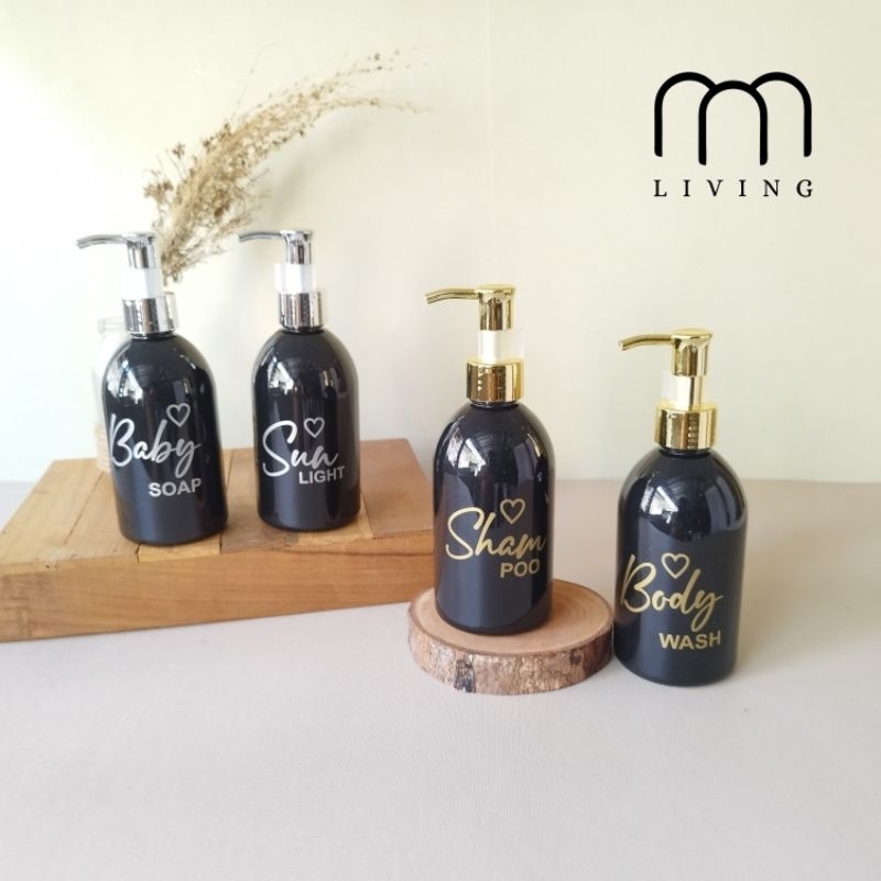 Jual Botol Pump Sabun Cair Aesthetic HITAM OVAL 250ml GS | Shopee Indonesia