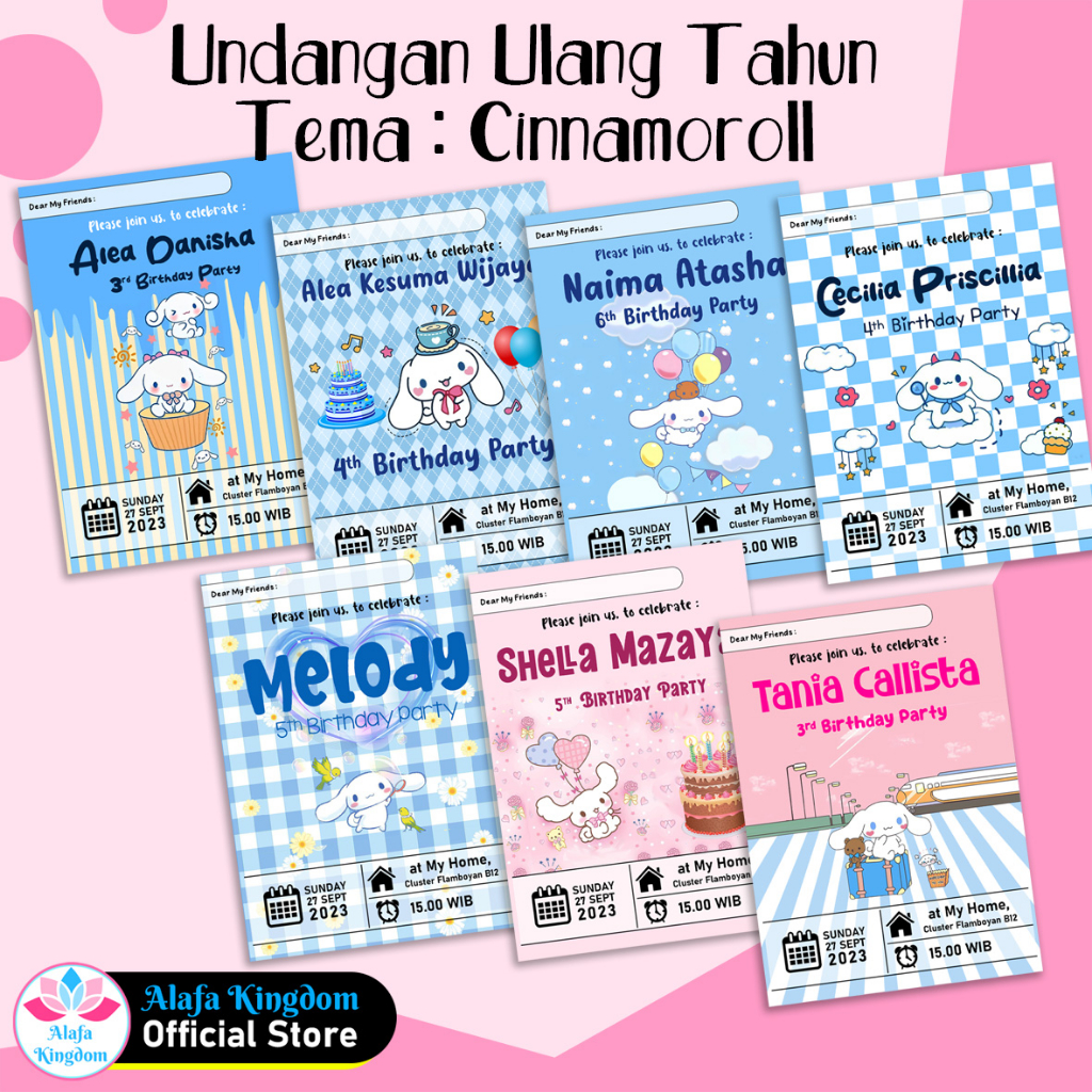Jual alafakingdom Undangan Ulang Tahun Anak Cinnamoroll Birhtay ...