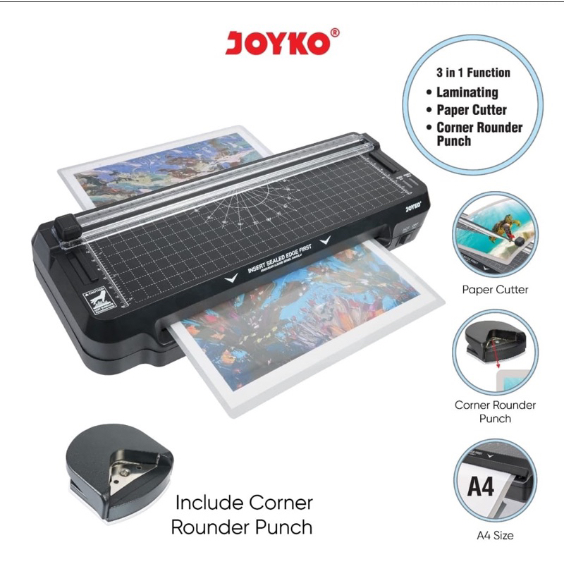 Jual Laminating Machine A4 and Paper Cutter and Rounder Punch 3 in 1 ...