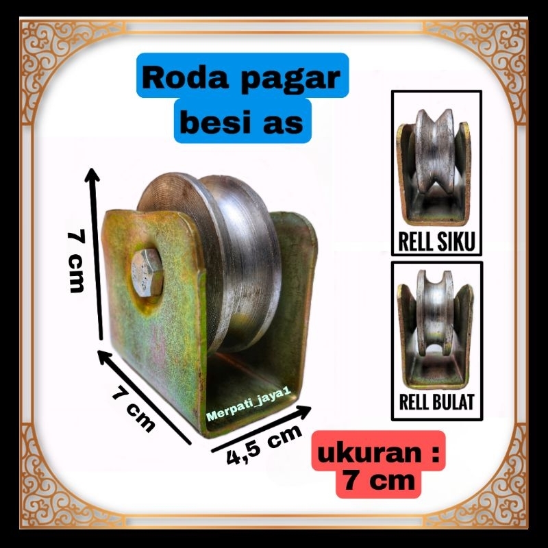 Jual roda pagar besi as 7 cm bubut pintu gerbang | Shopee Indonesia