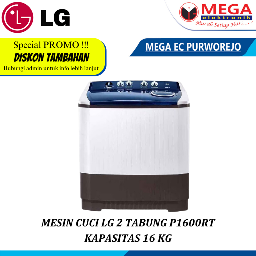 Jual MESIN CUCI LG 2 TABUNG P1600RT KAPASITAS 16 KG | Shopee Indonesia