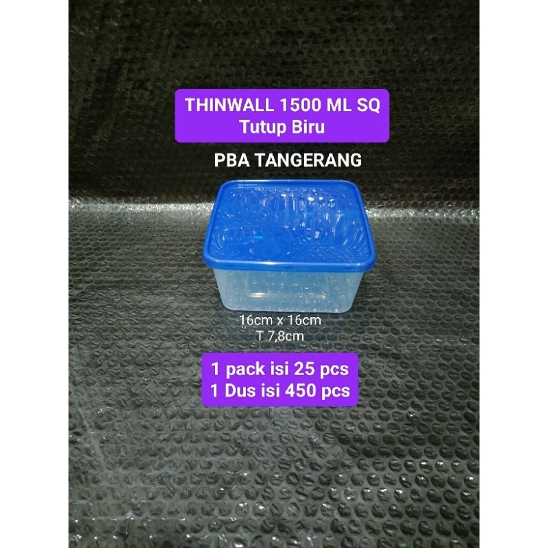 Jual Thinwal square 1500 ML warna Box Take away kotak makan plastik per ...
