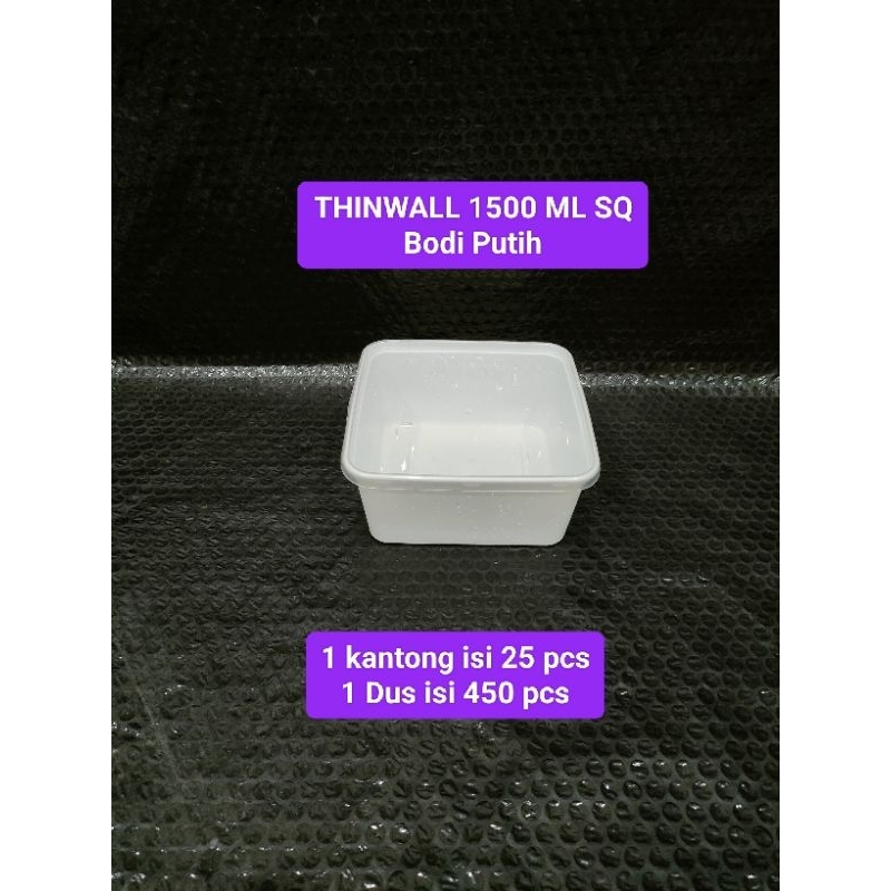 Jual Thinwal square 1500 ML warna Box Take away kotak makan plastik per ...