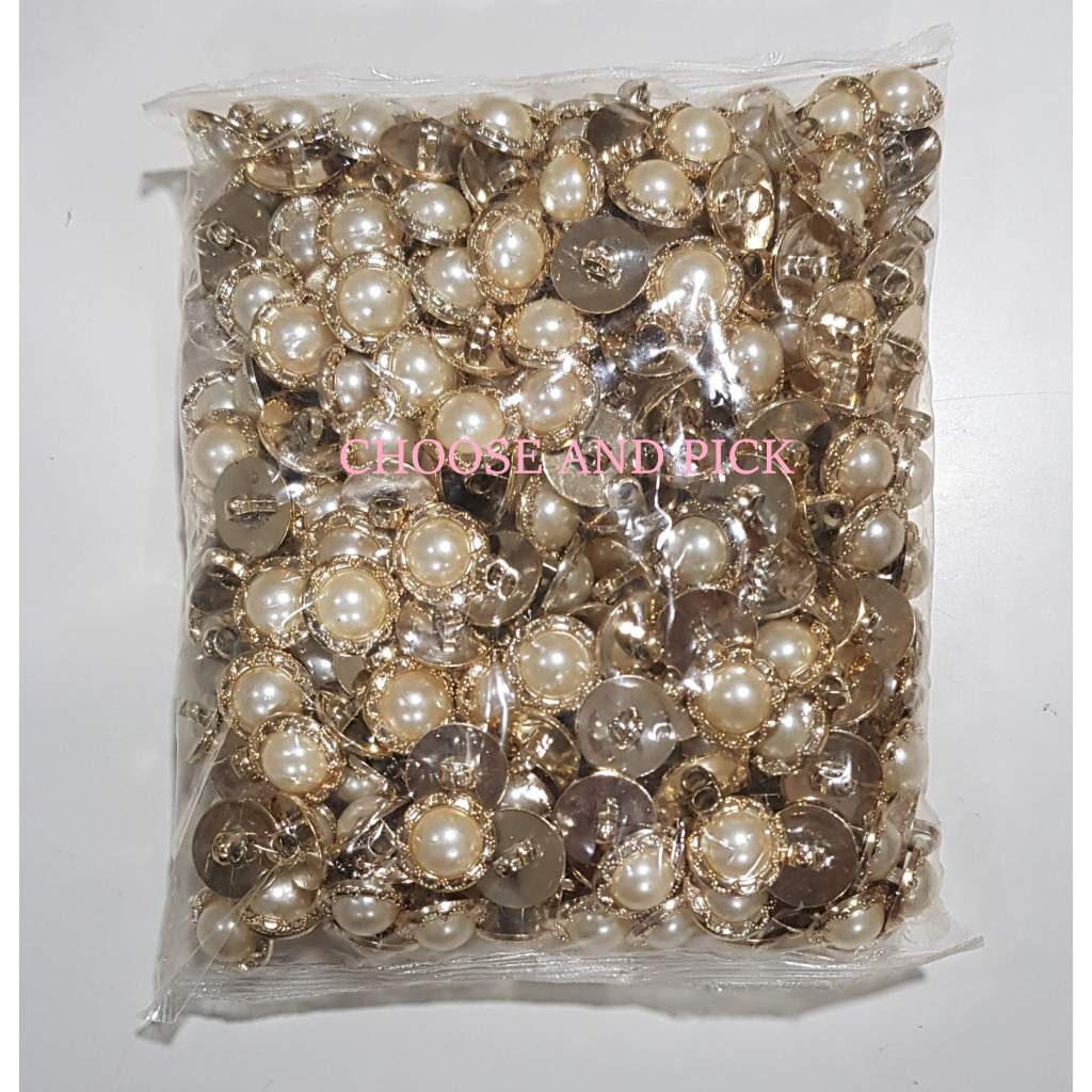 Jual Kancing Baju Motif Mutiara Kembang warna emas / Kancing Gamis ...