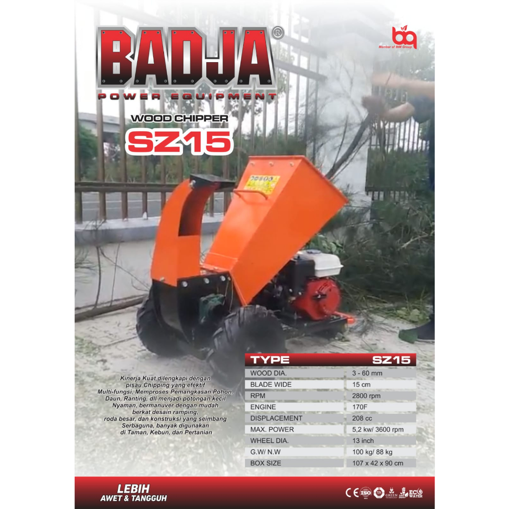 Jual Badja Sz15 Wood Chipper - Mesin Cacah Ranting Daun Pohon ...