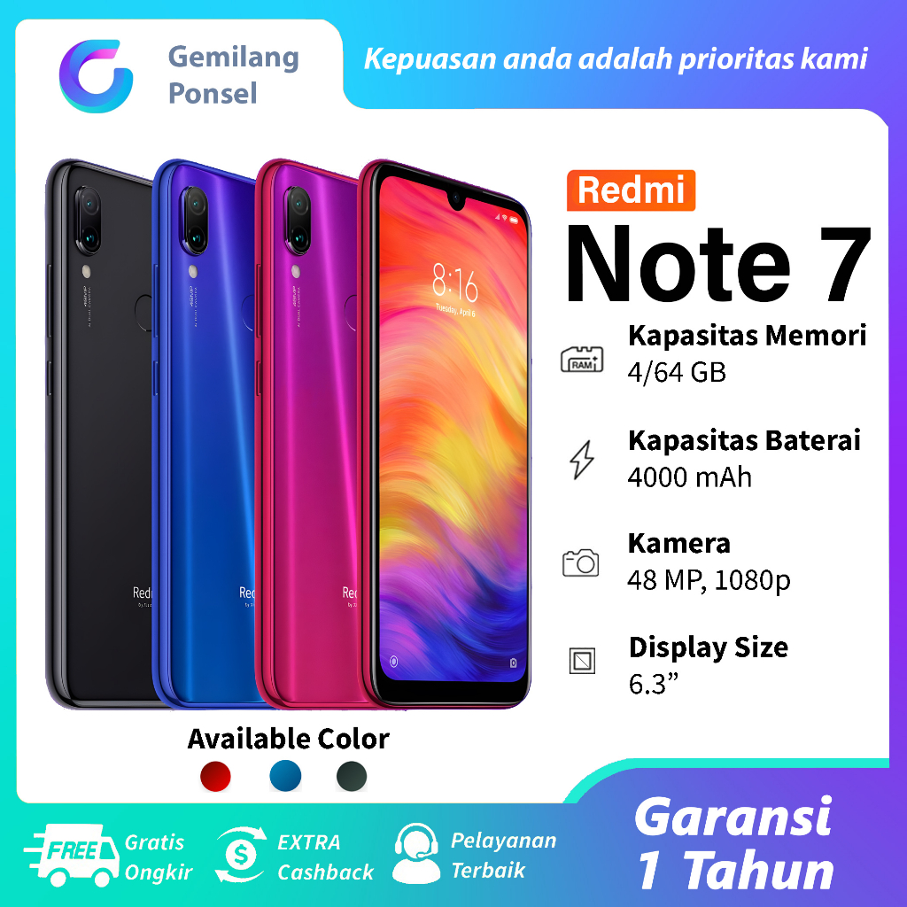 Jual [Shopee Mall] HP Xiaomi Redmi Note 7 Pro Ram 6GB/128GB Smartphone ...