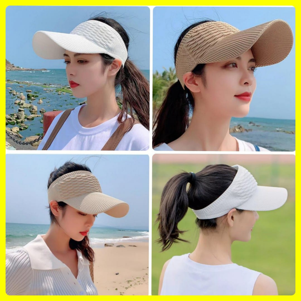 Jual SBY Topi Senam Wanita Dewasa Knit Visor Sport Rajut Katun Bersepeda Pantai Sunshade ...