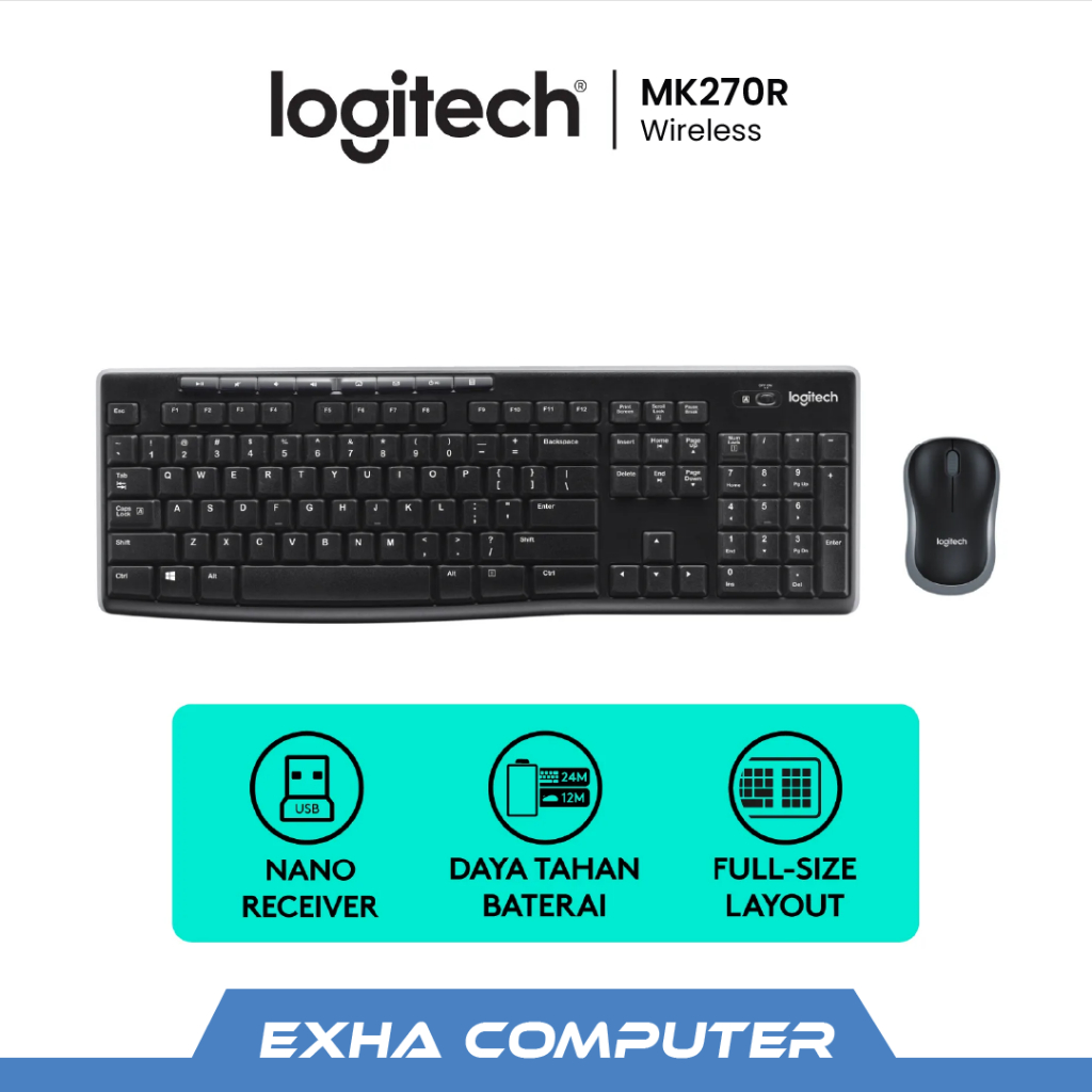 Jual Keyboard Mouse Wireless Combo Logitech MK270R - Logitech MK-270R ...