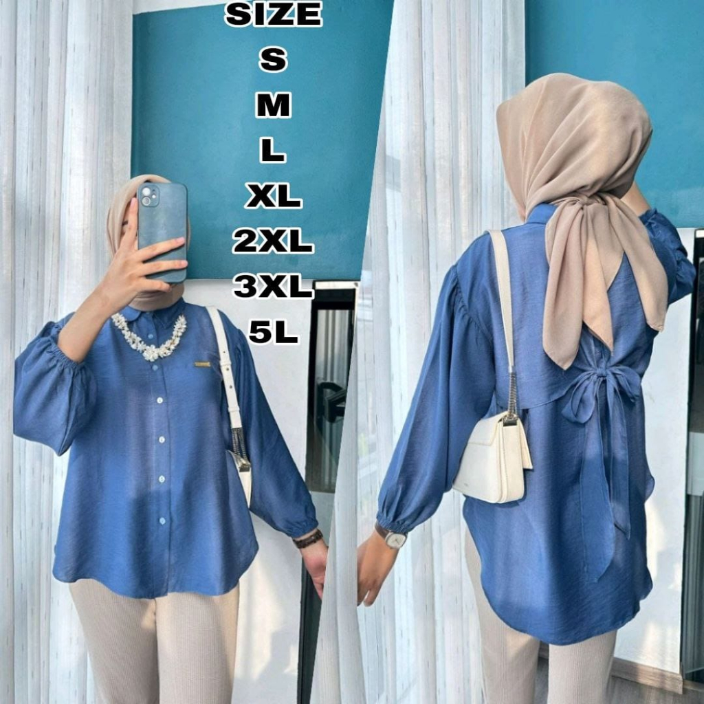 Jual Safana Kemeja Wanita Over Size Atasan Wanita Bigsize Size S M L XL ...