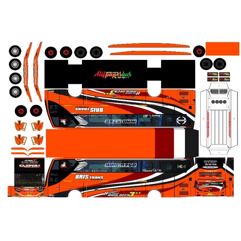 Jual STIKER MINIATUR BUS TERMURAH POLA PAPERCRAFT BUS MINIATUR SKALA 50 ...