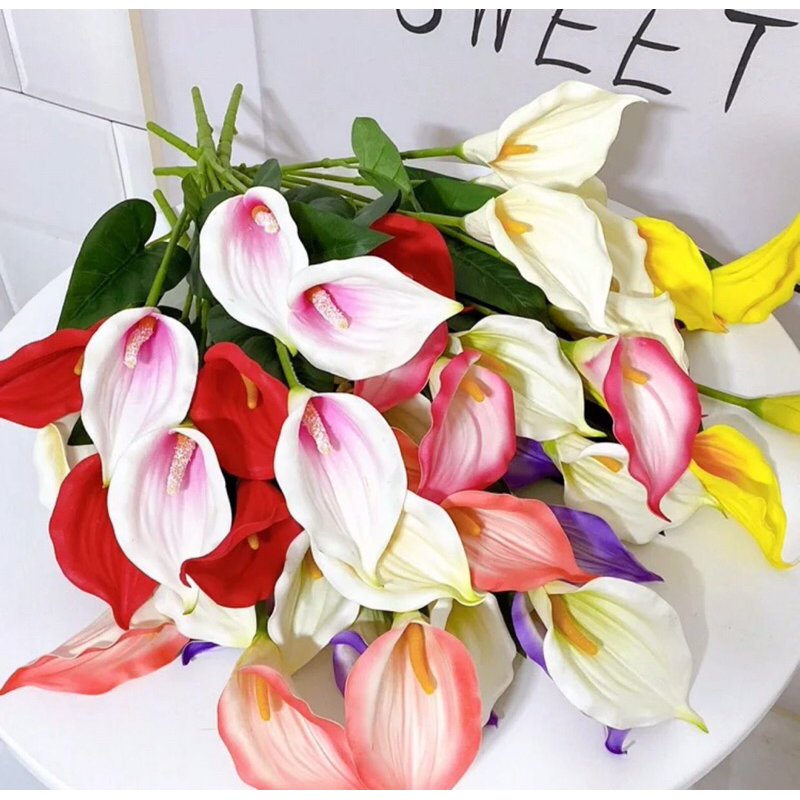 Jual Bunga CALLA LILY 1 Tangkai 6CABANG | Bunga Artificial Latex Cala ...