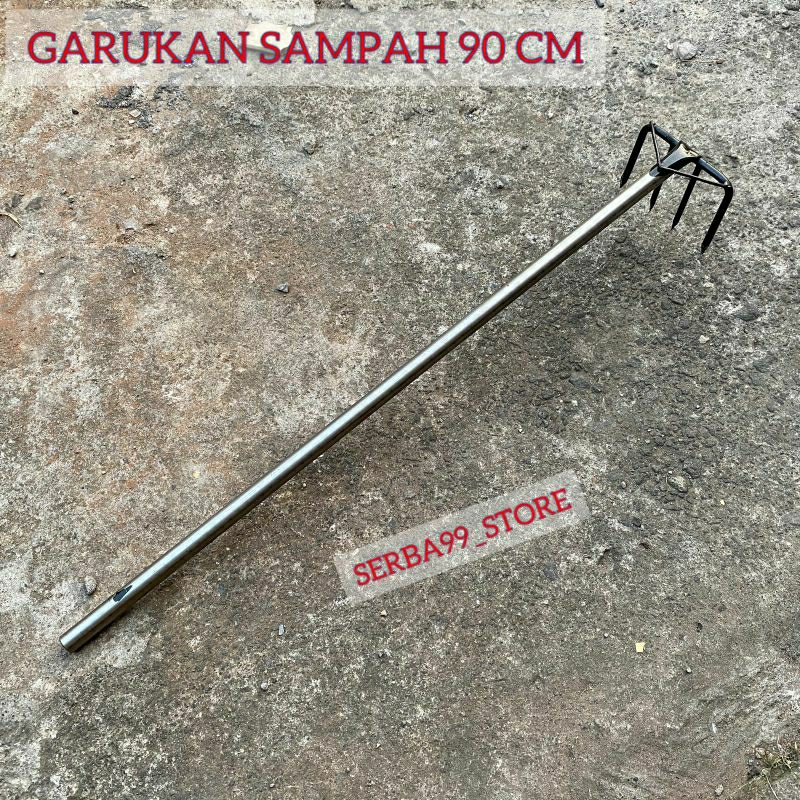 Jual Alat Garuk sampah full gagang besi 4 Gerigi panjang 85 cm | Shopee ...