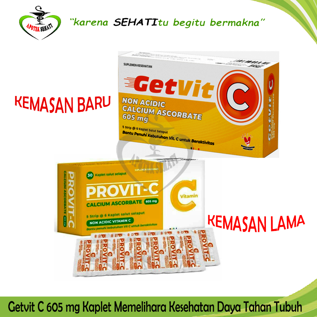 Jual Getvit C 605mg Suplemen Kesehatan Daya Tahan Tubuh | Shopee Indonesia