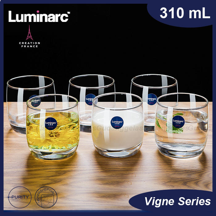 Jual 1 Set Isi 6 Pcs Gelas Luminarc Vigne 310 ml - Gelas Kaca Premium - Gelas Minum - Gelas Cafe ...