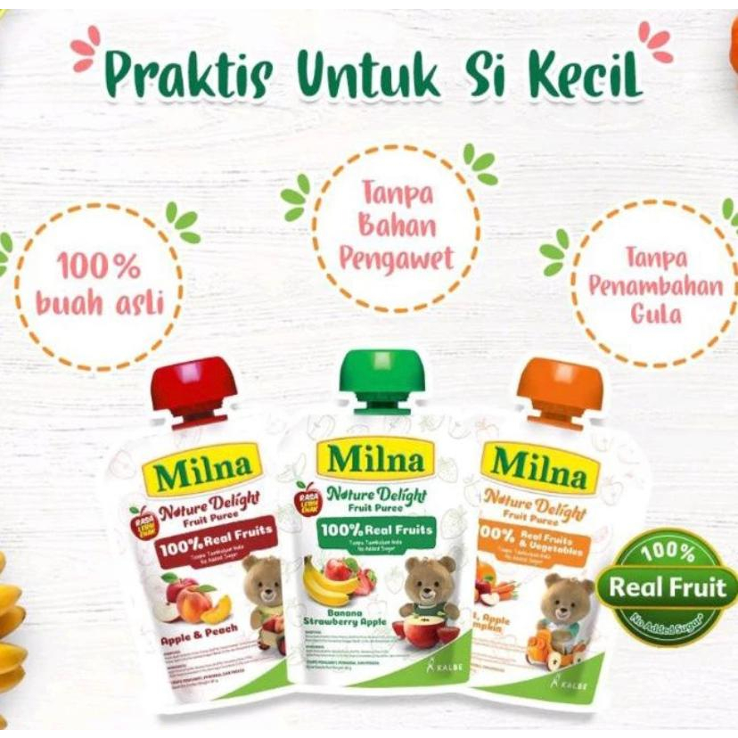 Jual MILNA NATURE DELIGHT FRUIT PUREE 80Gr Makanan Cemilan MPASI Bayi ...