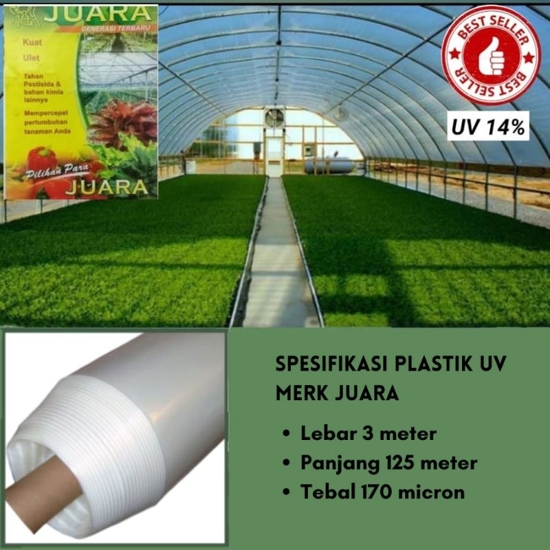 Jual Plastik UV Film / Plastik Green House Merk Juara Lebar 3 meter panjang 125 meter tebal 170 ...