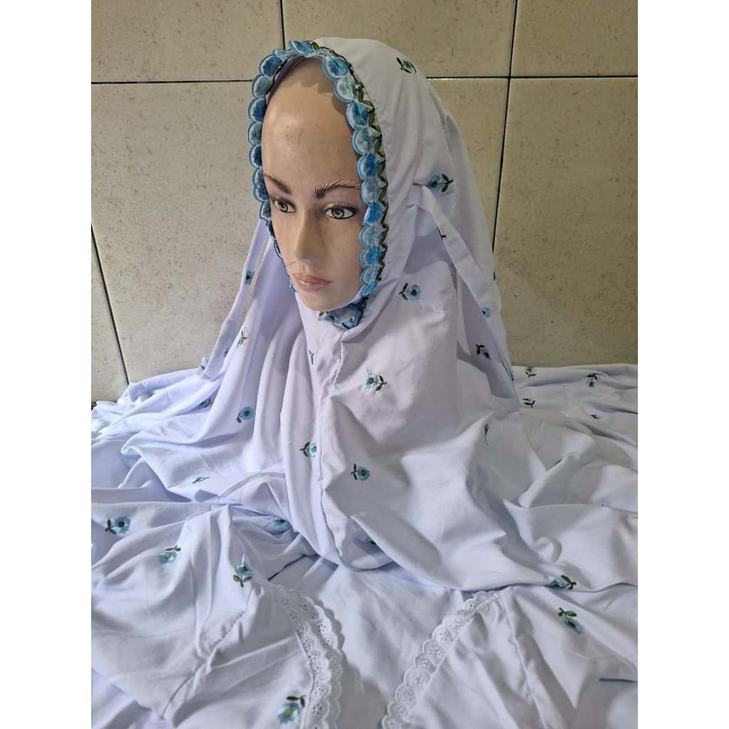 Jual Mukena Mukenah Rukuh Panjang Terusan Lajuran Dewasa Motif Bordir ...