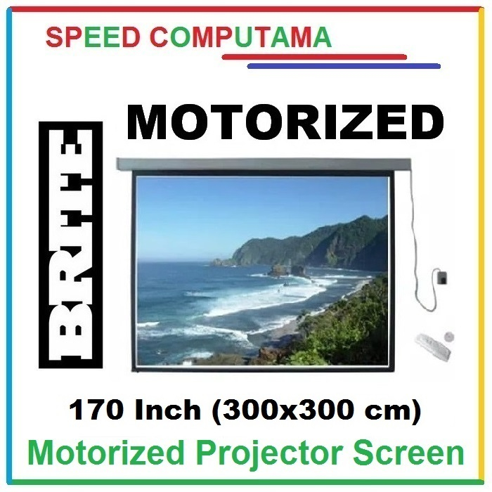 Jual Brite Motorized Wallscreen Projector 170 Inch Layar Dinding ...