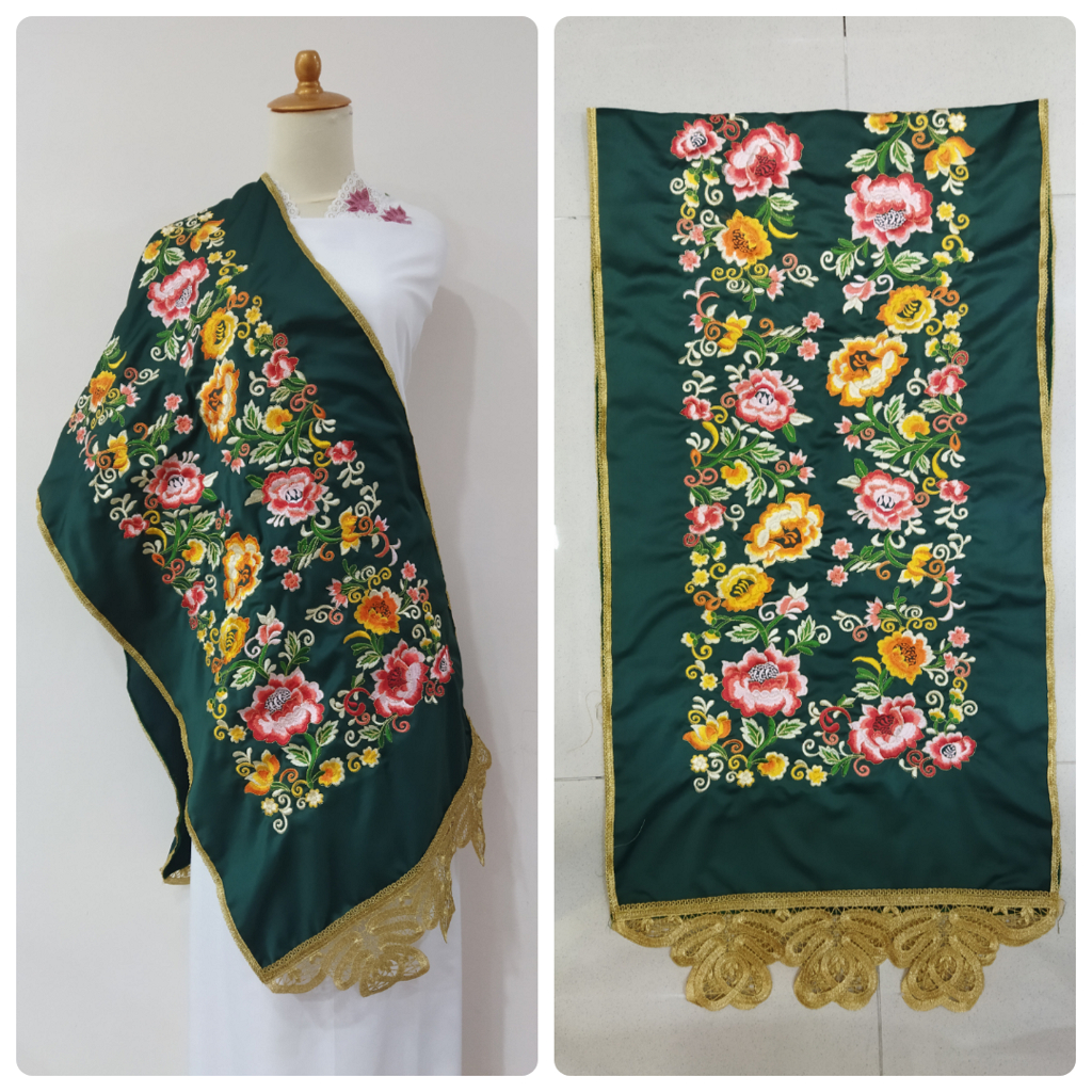 Jual Selendang Koto Gadang bahan cavali lebar 48 cm lilit benang emas ...