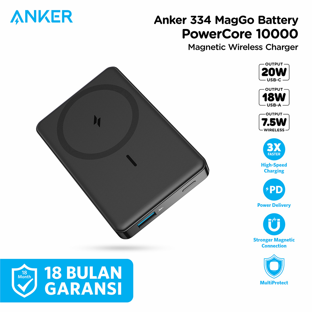 Jual Powerbank Anker 334 Magnetic Battery (PowerCore 10K)-A1642 ...