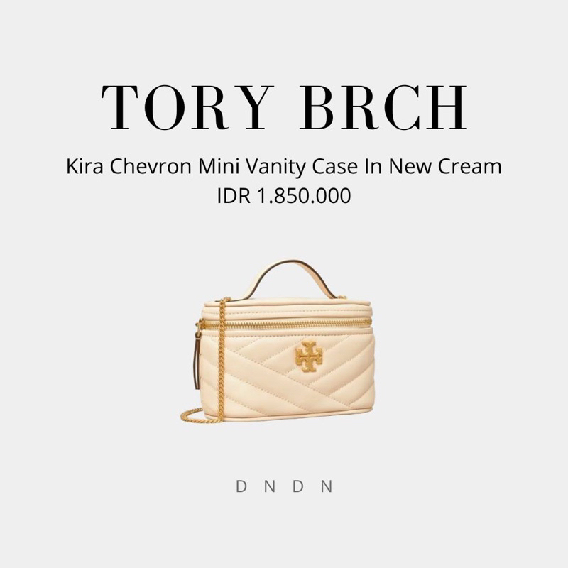 Jual Tory Burch Kira Chevron Mini Vanity Case In New Cream | Shopee ...