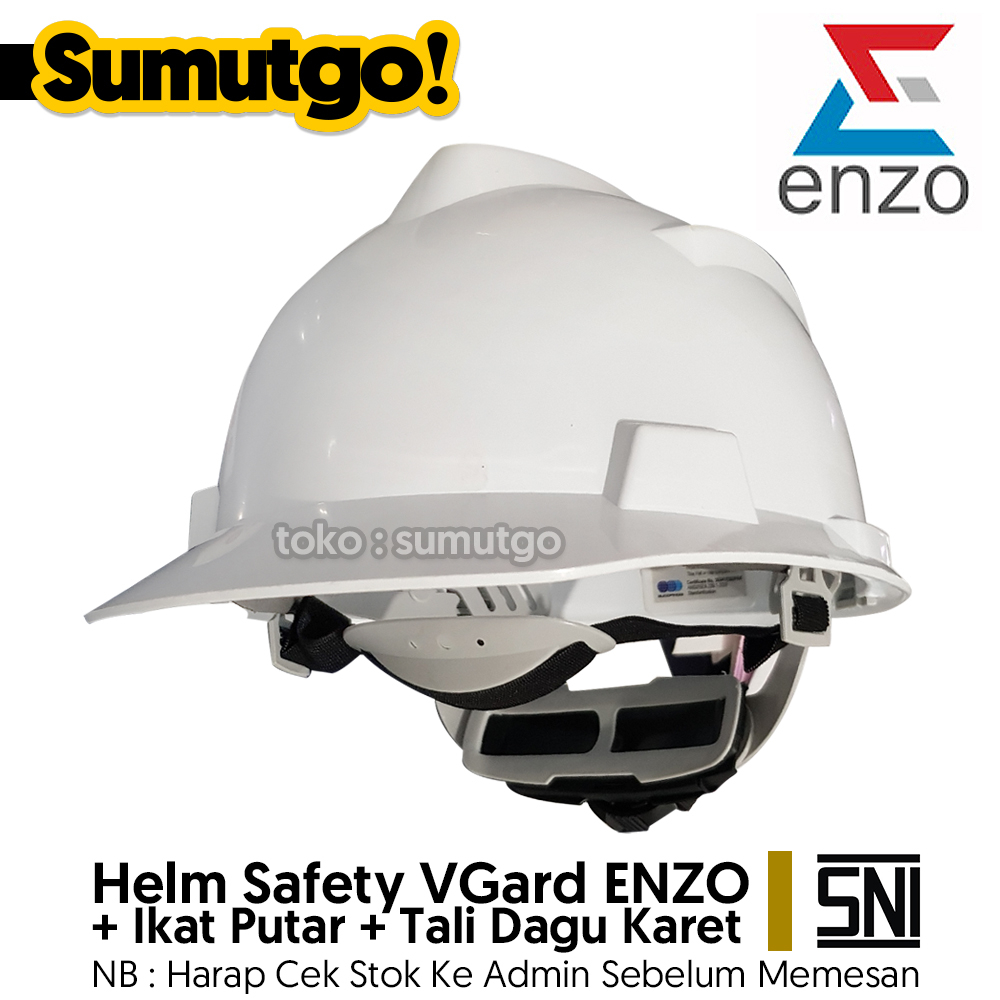 Jual Helm Safety Proyek warna Putih merek ENZO + ikat Kepala Putar ...