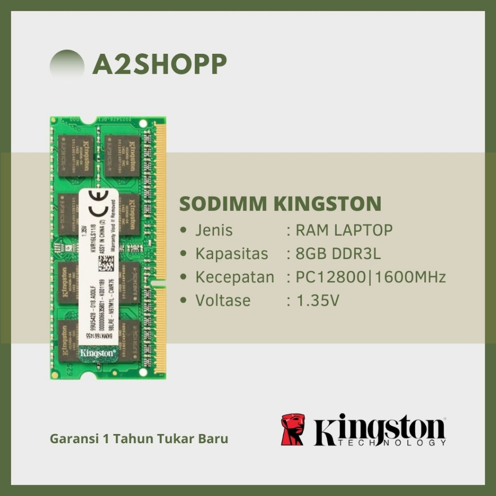 Jual Memory RAM KINGSTON SODIMM 8GB DDR3L PC12800 1600Mhz Garansi 1 Tahun | Shopee Indonesia