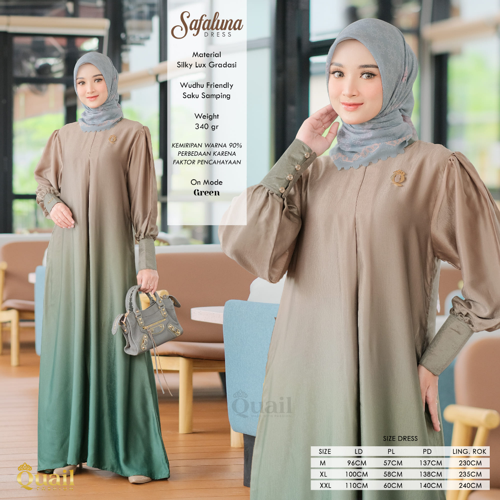 Jual Quail Hijab - SAFALUNA EXCLUSIVE DRESS GRADASI ORI QUAIL | Shopee ...