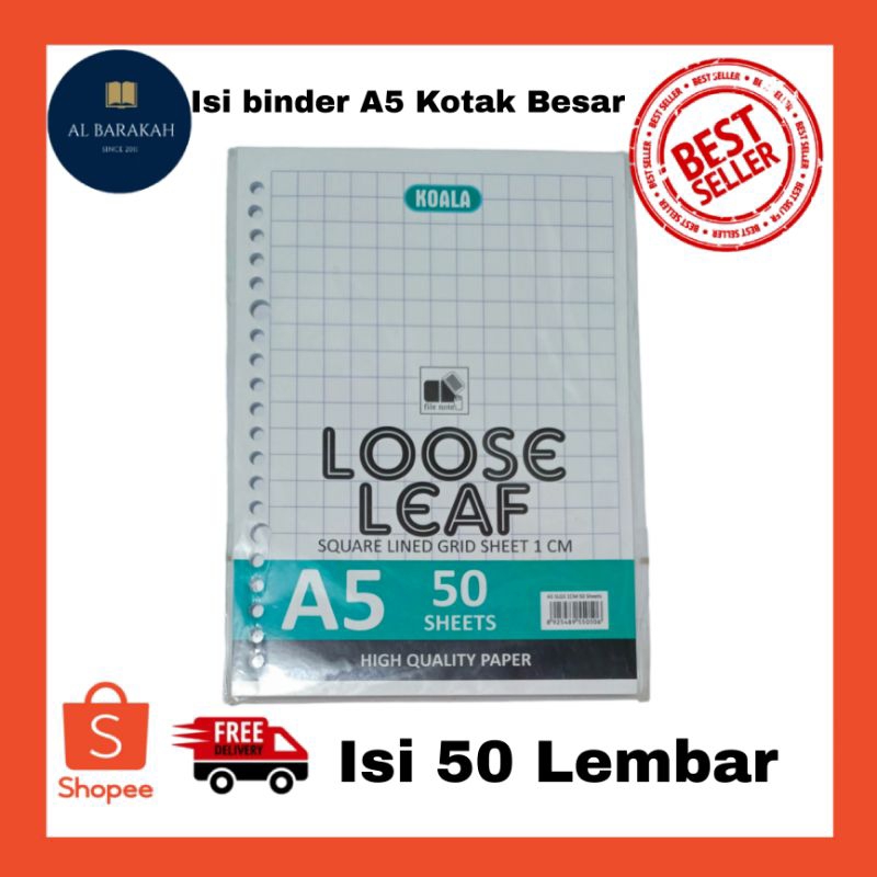 Jual ISI BINDER KOTAK BESAR A5 ISI 50 LEMBAR / LOOSE LEAF GRID / PETAK ...