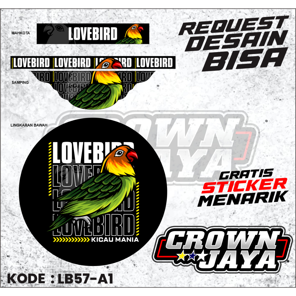 Jual Decal Stiker Tebok Lovebird Sangkar Bulat Tebok Lovebird KICAU ...
