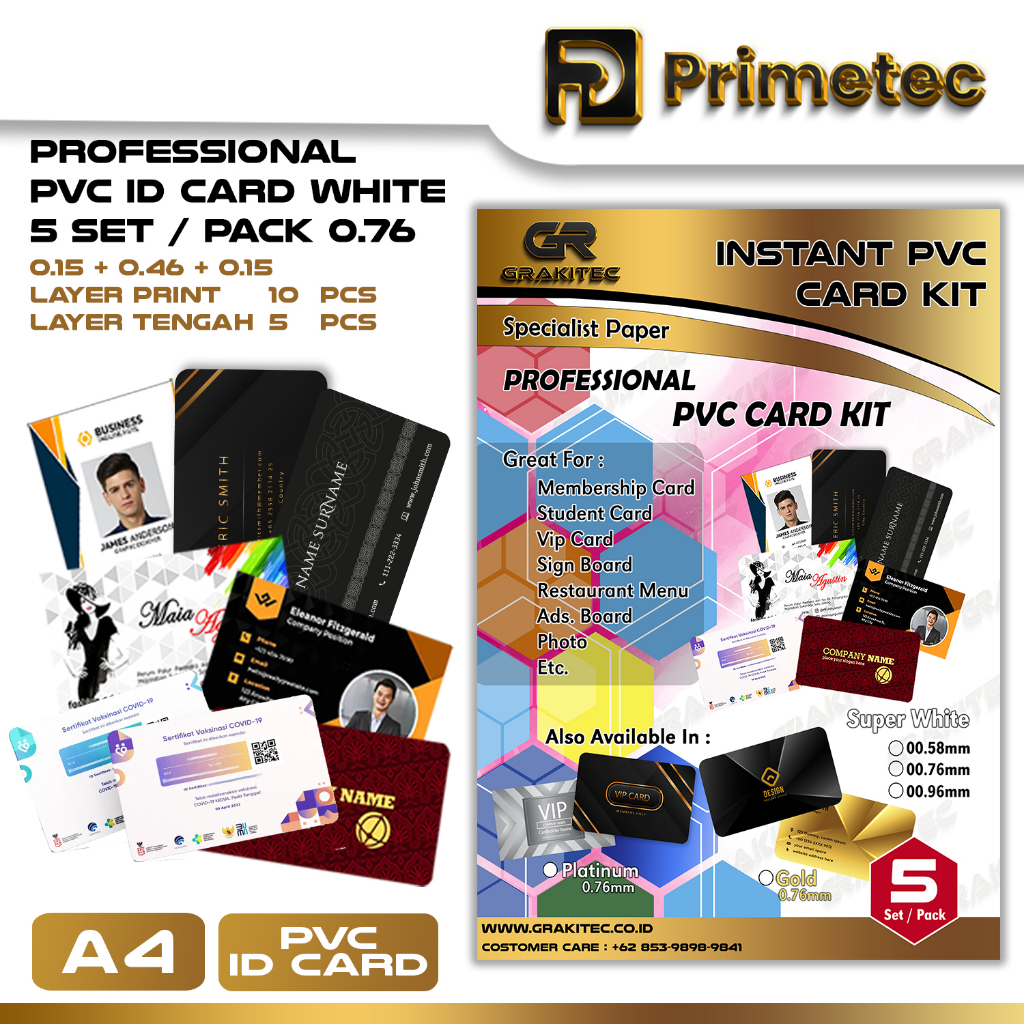 Jual PVC ID Card A4 PREMIUM - Kertas PVC ID Card Super White 0.76/0.96 ...