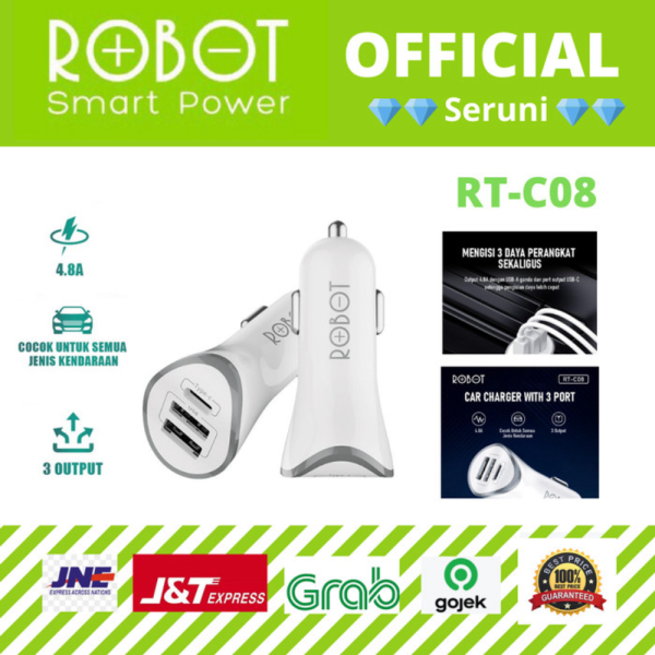 Jual Jual SERUNI ROBOT RT-C08 CAR CHARGER 3 PORT USB Type C Berkualitas ... Jual Jual SERUNI ROBOT RT-C08 CAR CHARGER 3 PORT USB Type C Berkualitas ...
