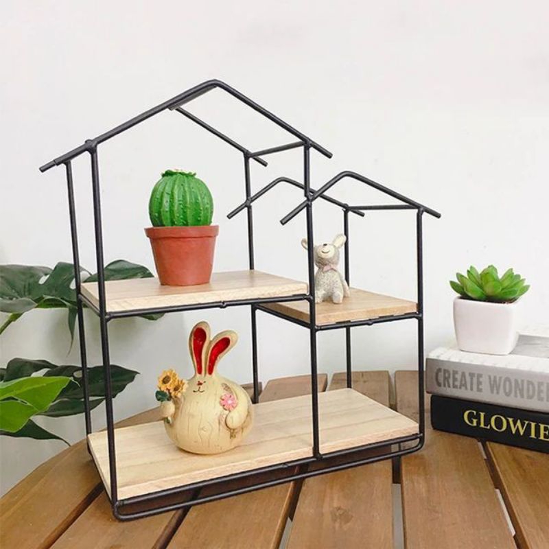 Jual rak serbaguna bentuk rumah dengan 3 tatakan kayu | Shopee Indonesia