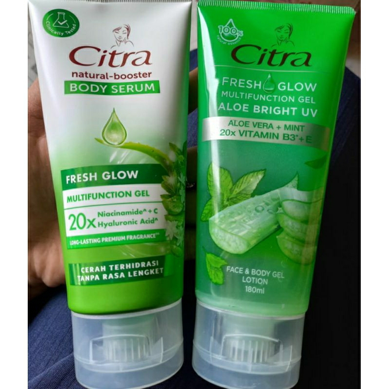Jual Citra Fresh Glow Gel Multifungsi Aloe Bright UV 180 ml / untuk ...