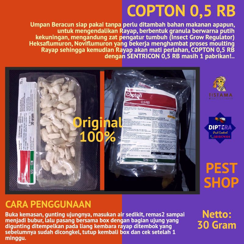 Jual COPTON 0,5 RB 30 Gram, Umpan Racun Rayap Siap Pakai, Praktis dan ...