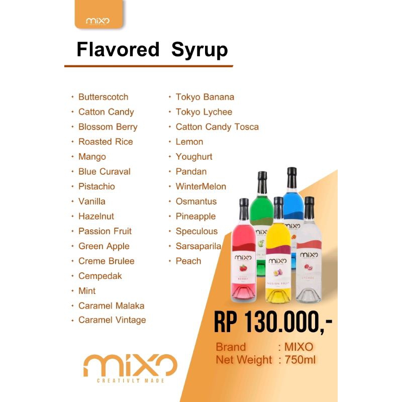 Jual Minuman Syrup Mixo Gourmet Syrup All variant | Shopee Indonesia