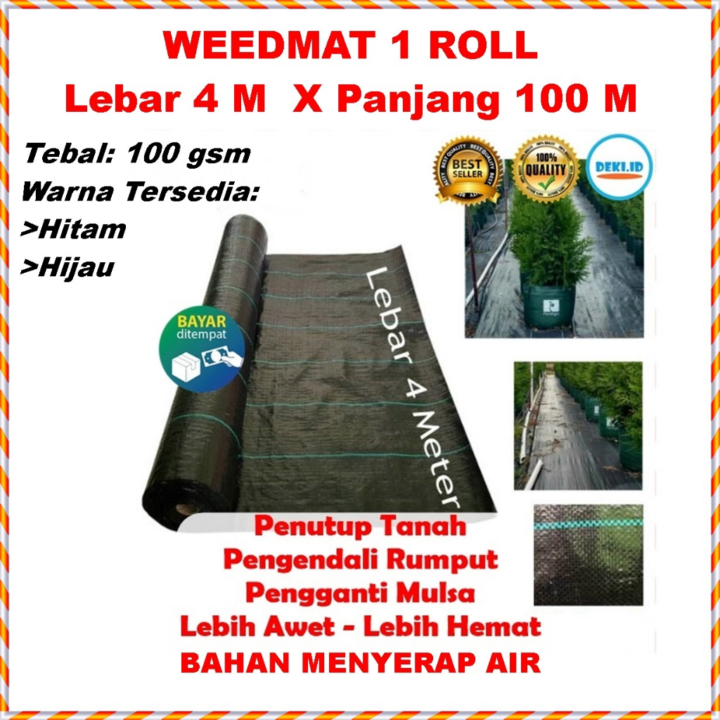 Jual Weedmat Roll Lebar 4 M x Panjang 100 M Hitam Hijau Terpal Green ...