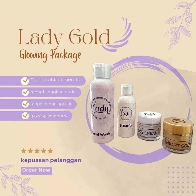 Jual LADY CREAM GOLD Paket Glowing Cerah Untuk kulit Normal Kering ...