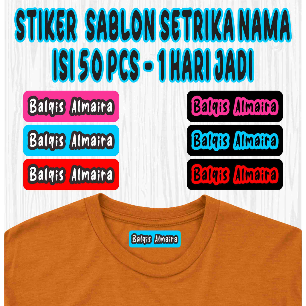 Jual Sticker Label Nama Kain Background Dan Contour Sablon Setrika DTF ...