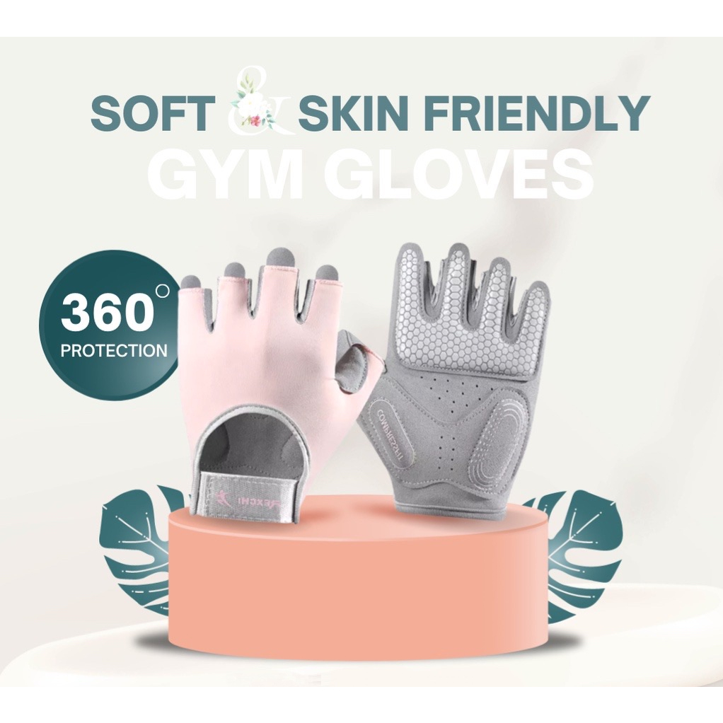 Jual Sarung Tangan Gym Fitness Angkat Beban Olahraga Sport Gloves Half Finger Wanita Ladies ...